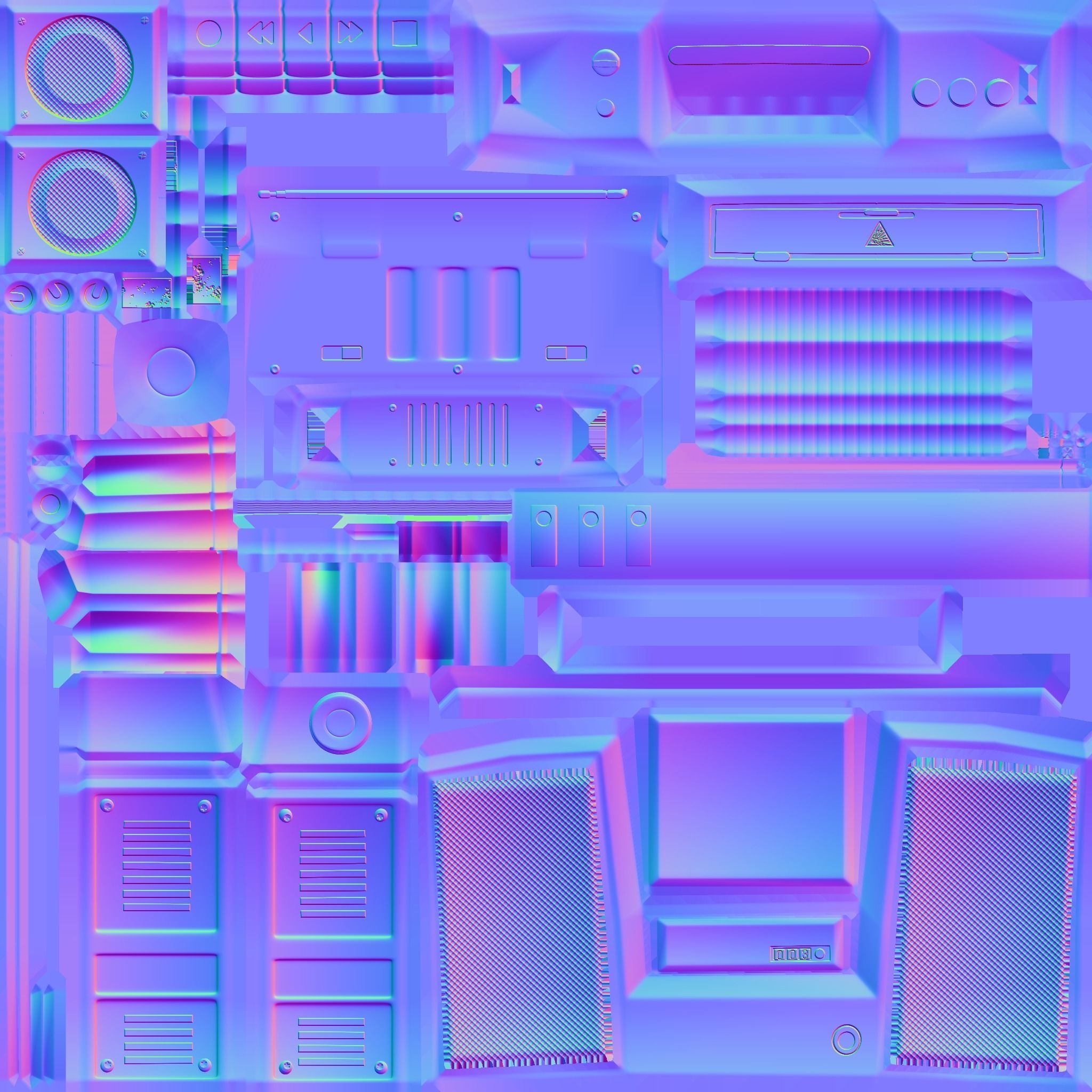 3D model 80s stereo radio cassette player LOW POLY GAME ASSET VR / AR ...