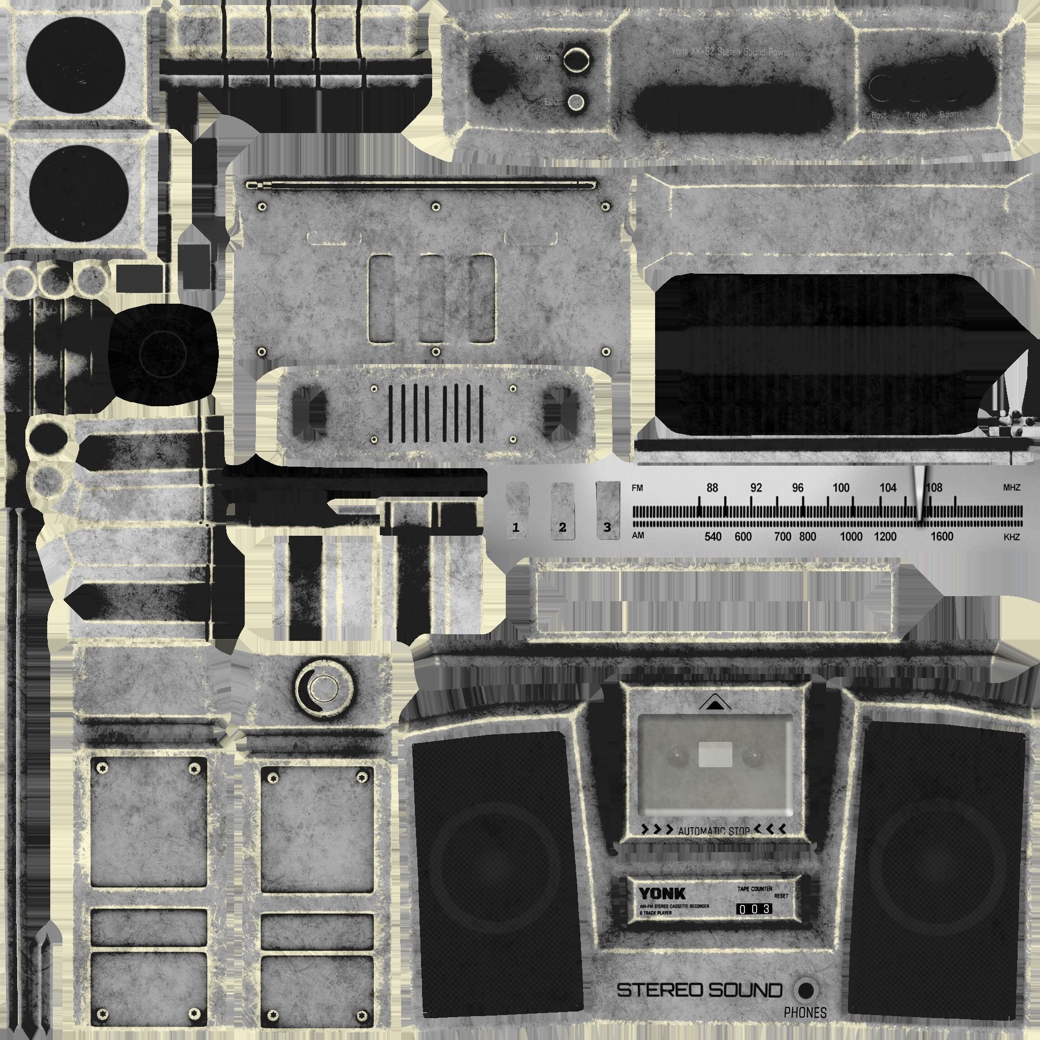 3D model 80s stereo radio cassette player LOW POLY GAME ASSET VR / AR ...