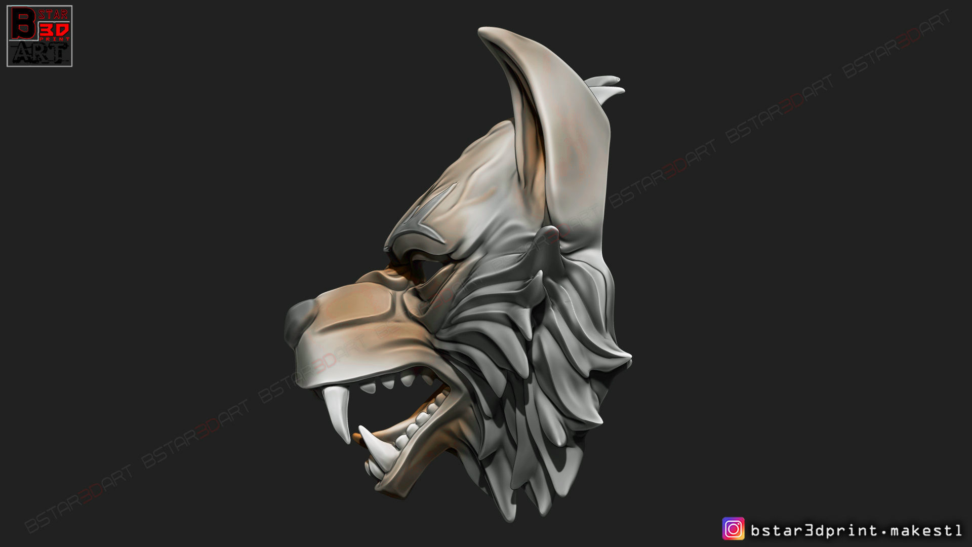 Wolf Mask - Japanese Samurai Mask - Oni Tiger Mask - Halloween 3D model ...