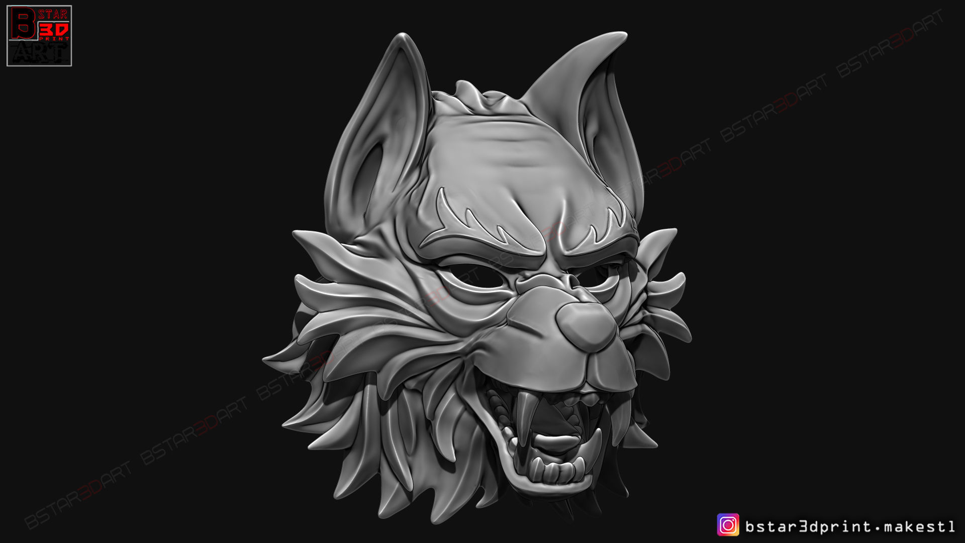 Wolf Mask - Japanese Samurai Mask - Oni Tiger Mask - Halloween 3D model ...