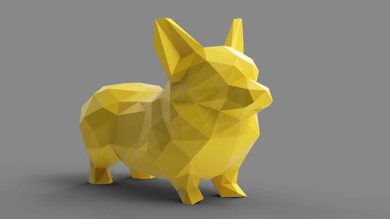 Lowpoly Corgi STL for 3D model 3D printable | CGTrader