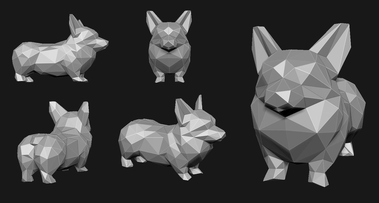 Lowpoly Corgi STL for 3D model 3D printable | CGTrader
