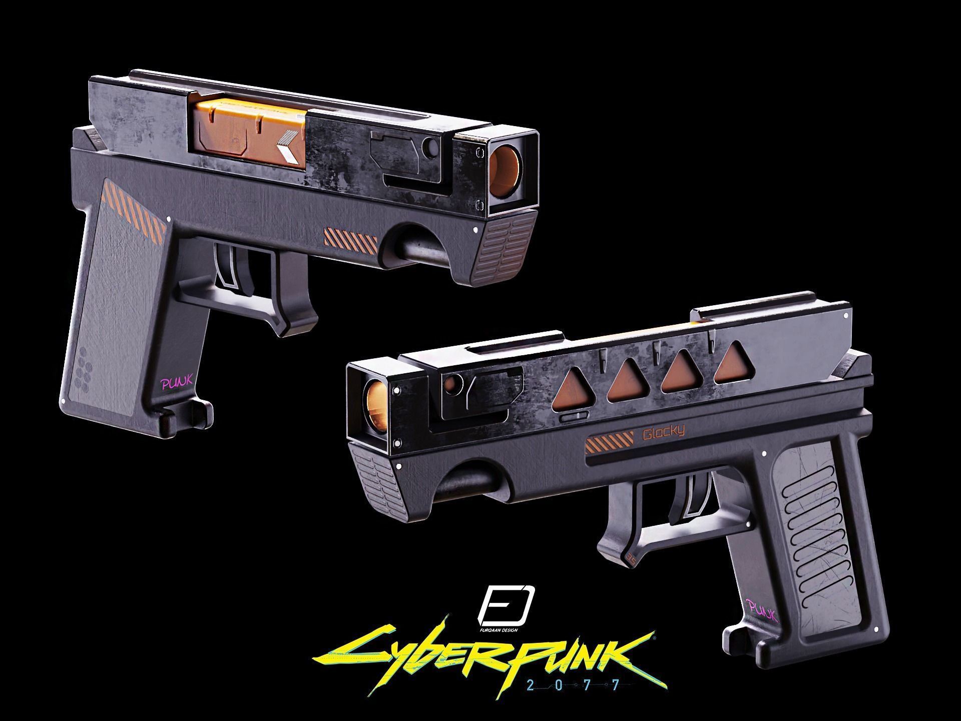 3D model Cyberpunk Pistol PBR Gun VR / AR / low-poly | CGTrader