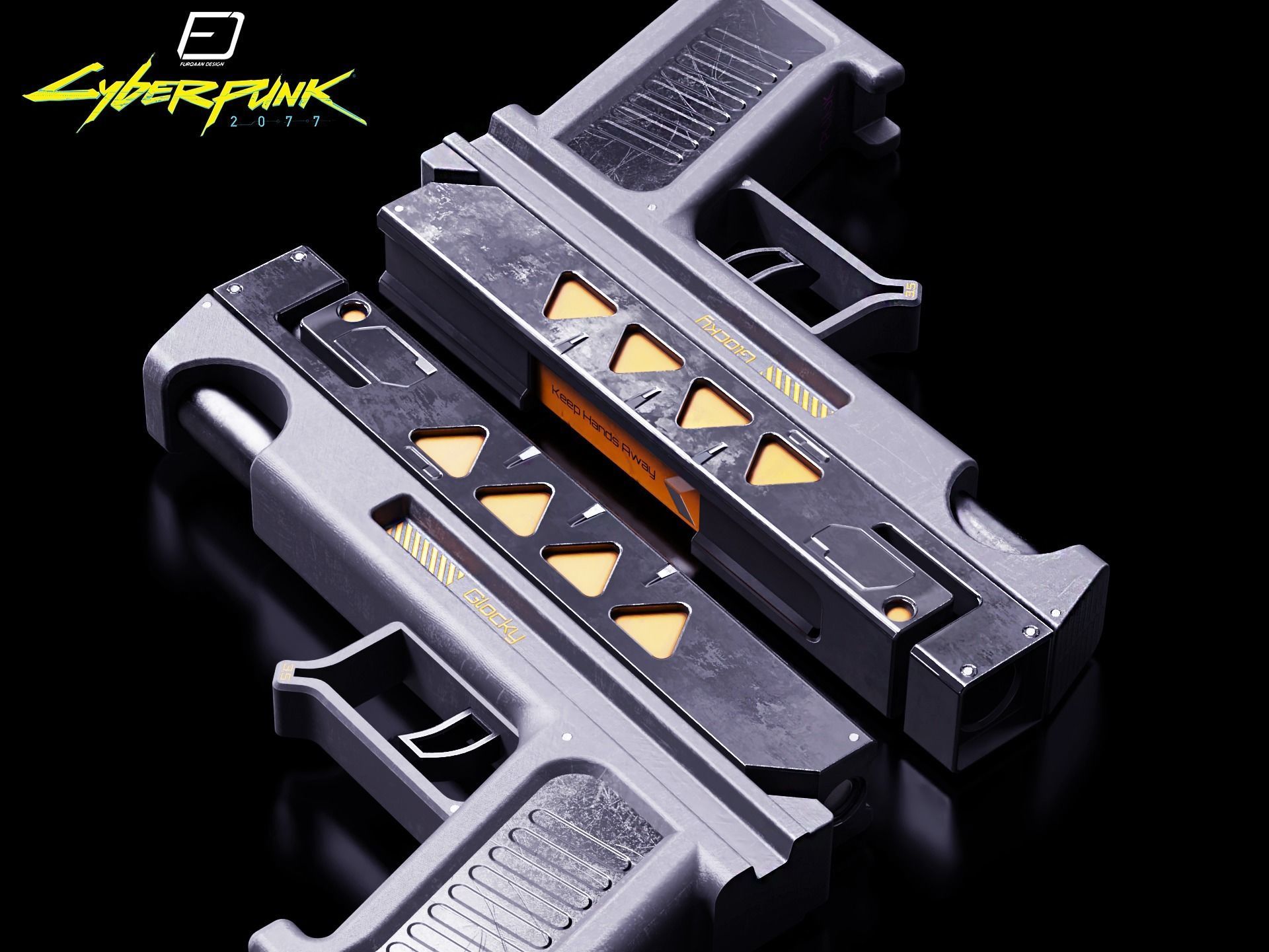 3D model Cyberpunk Pistol PBR Gun VR / AR / low-poly | CGTrader