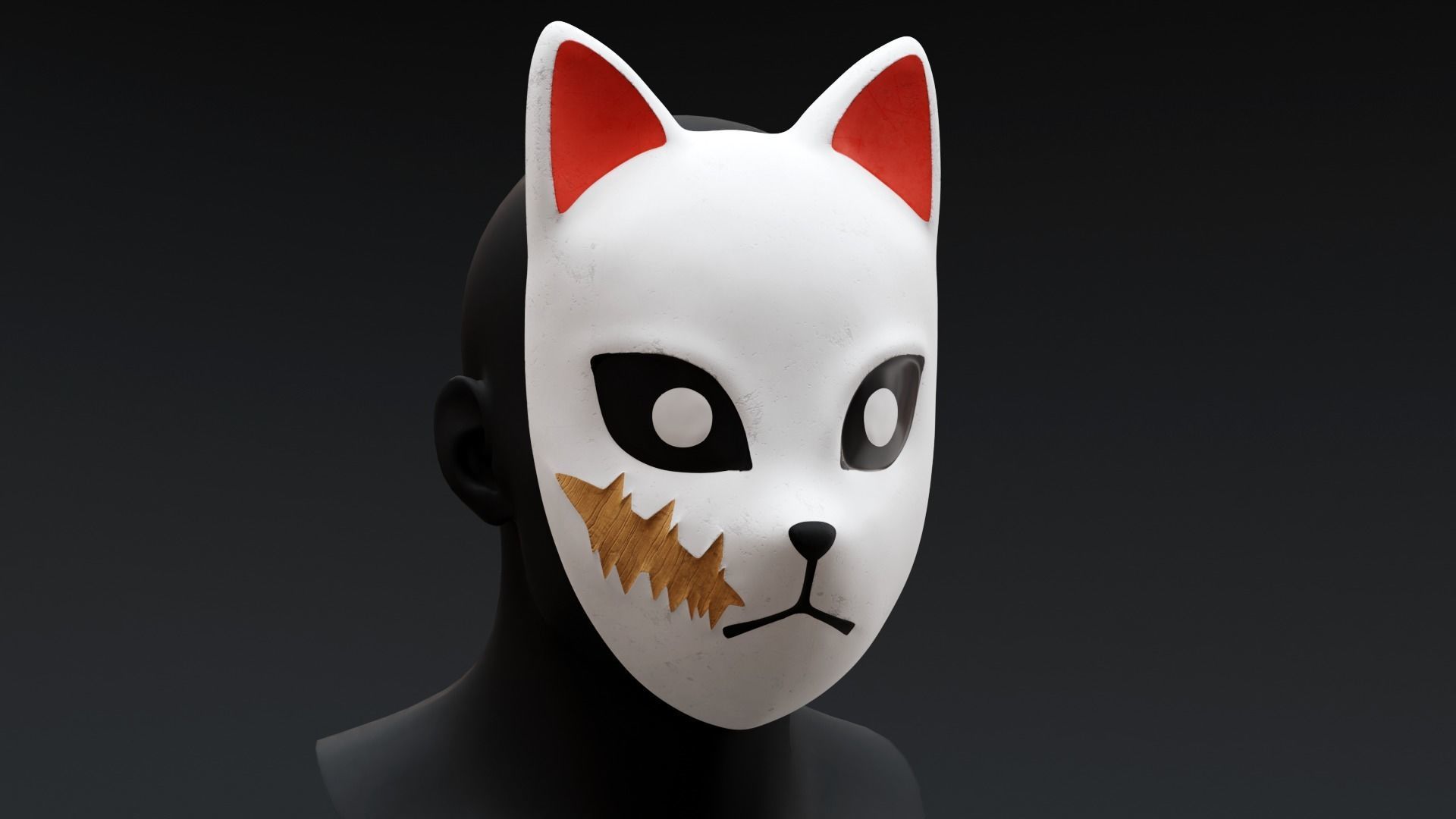 Demon Slayer - Sabito Mask textured and printable 3D model | CGTrader