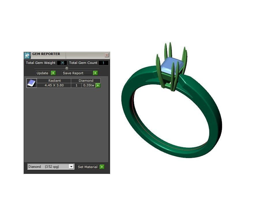 Diamond Radiant Shape Solitaire Ring CAD Design-CC118RD 3D model 3D ...