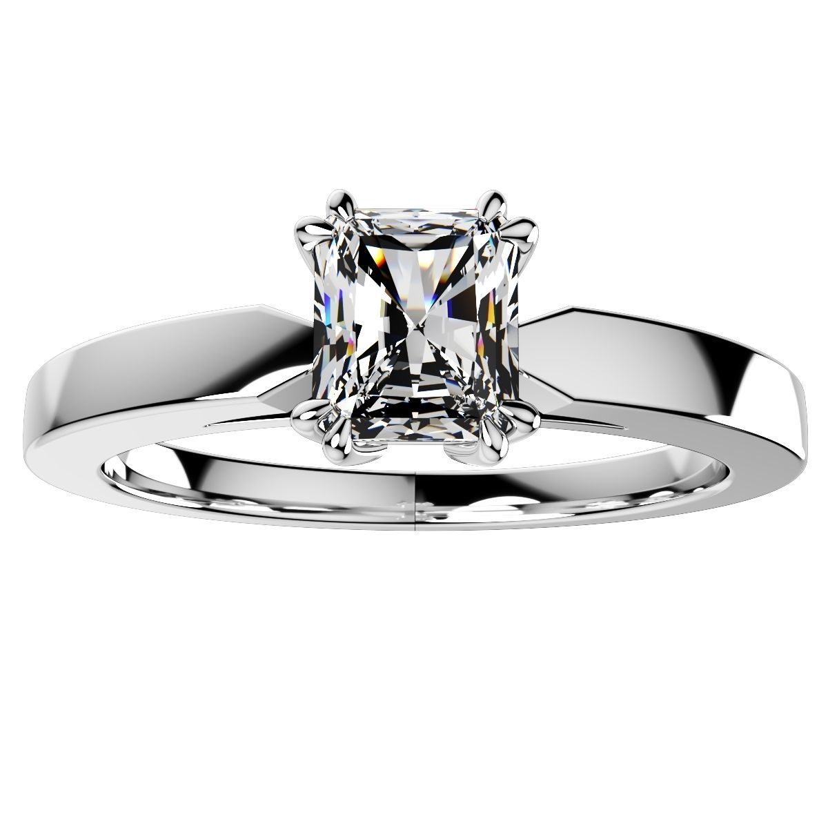 Diamond Radiant Shape Solitaire Ring CAD Design-CC118RD 3D model 3D ...