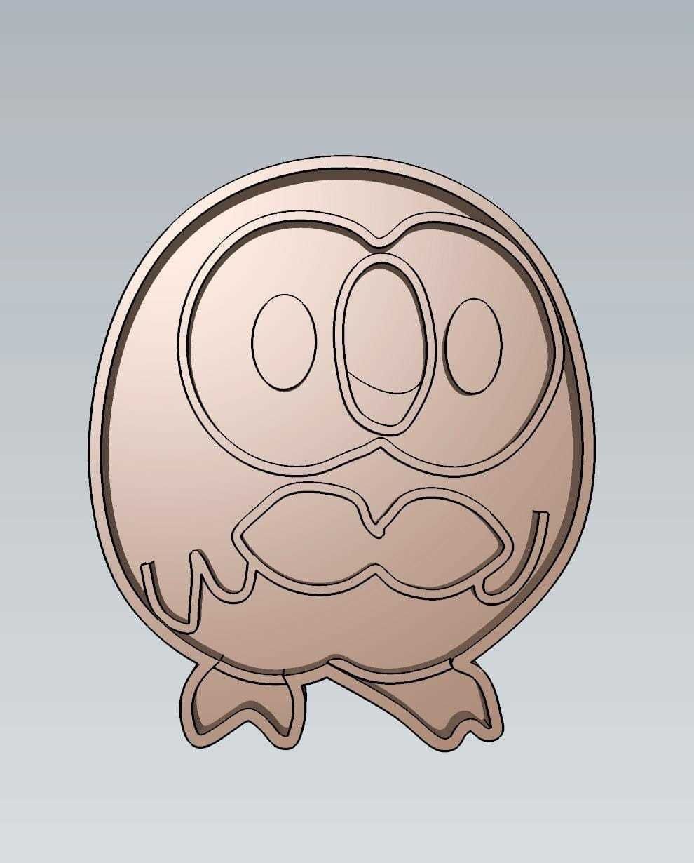 Pokemon Rowlet Cookie Cutter Stamp Cake Decorating 3D model animated ...