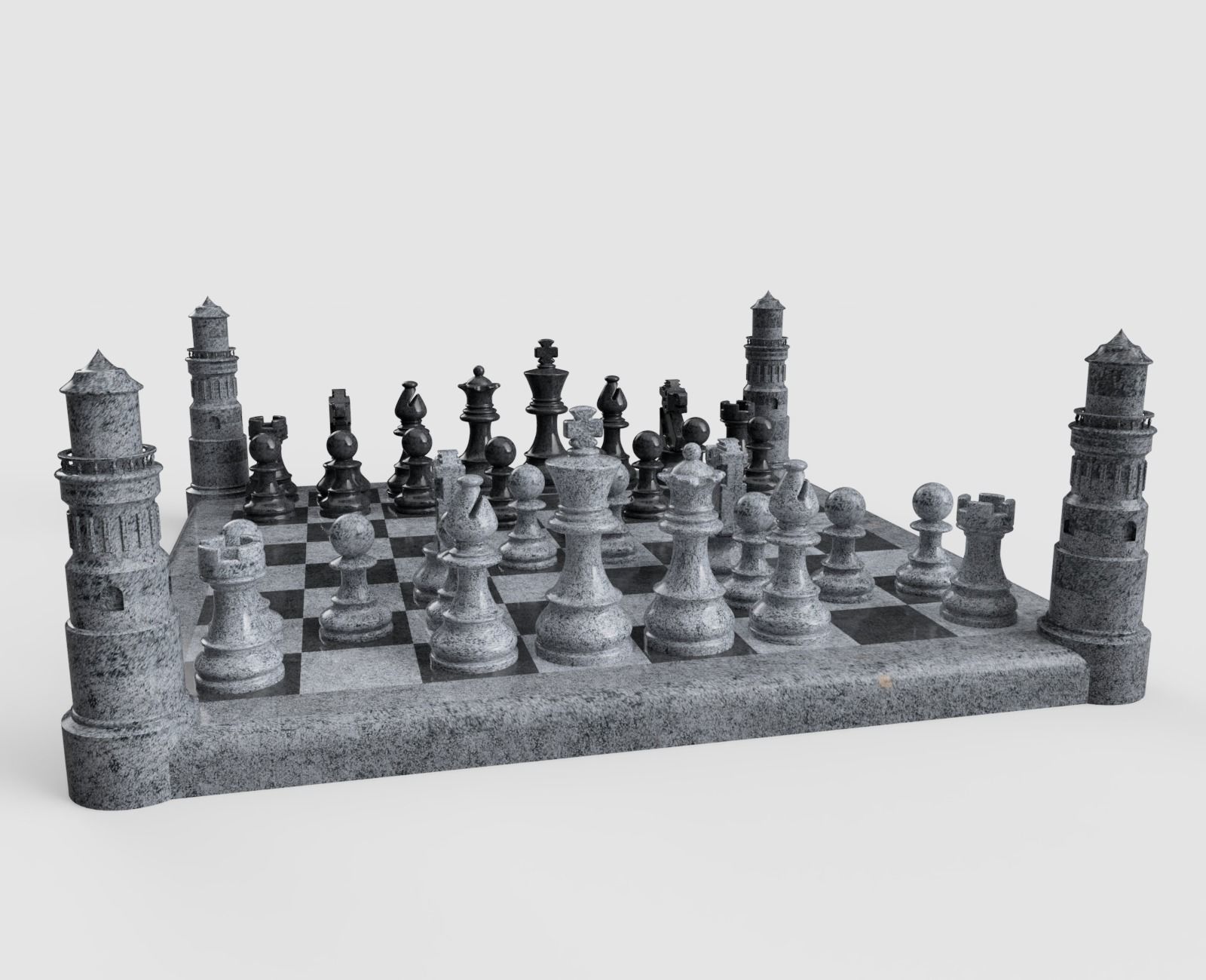 3D model Chess set with towers VR / AR / low-poly | CGTrader