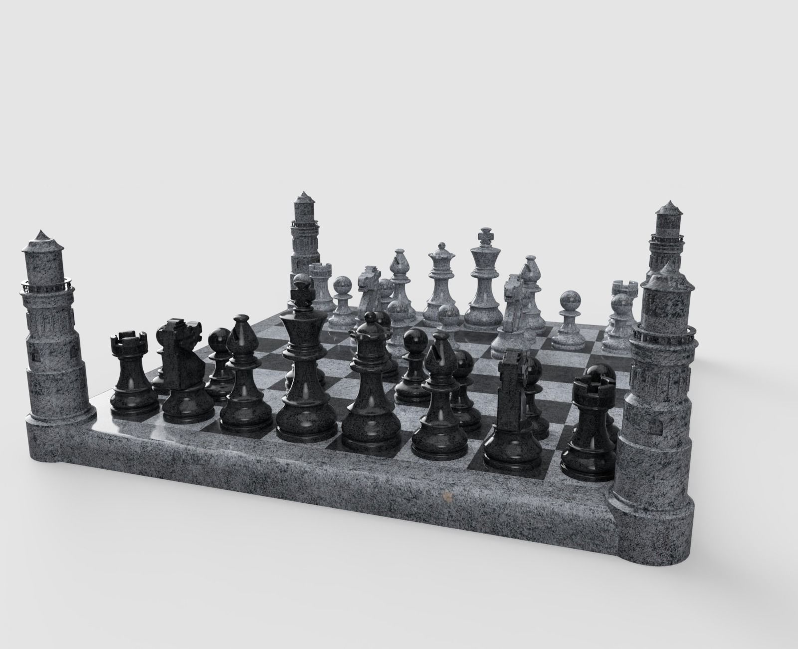 3D model Chess set with towers VR / AR / low-poly | CGTrader