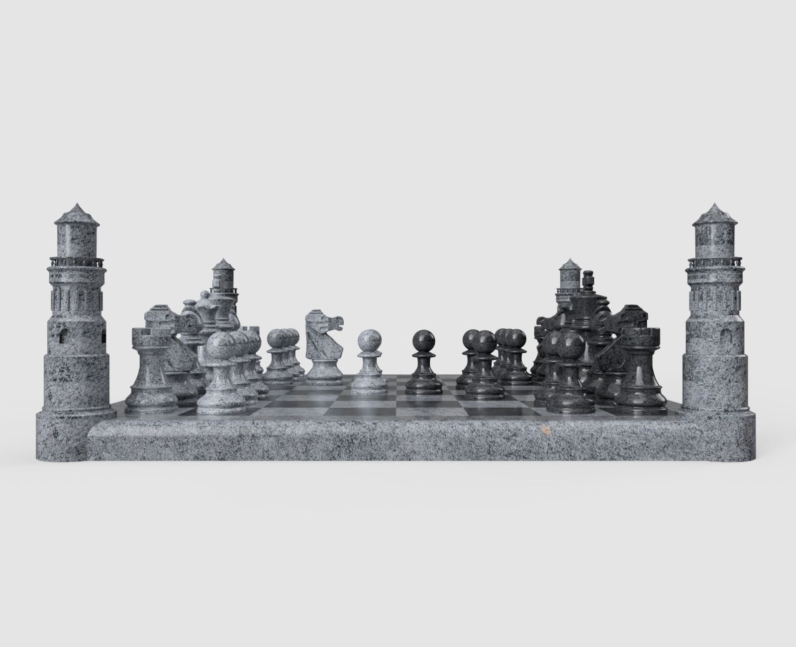 3D model Chess set with towers VR / AR / low-poly | CGTrader