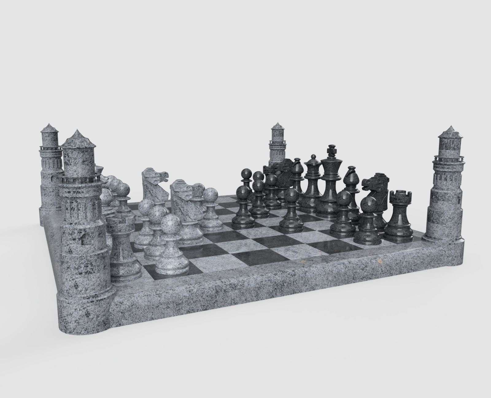3D model Chess set with towers VR / AR / low-poly | CGTrader