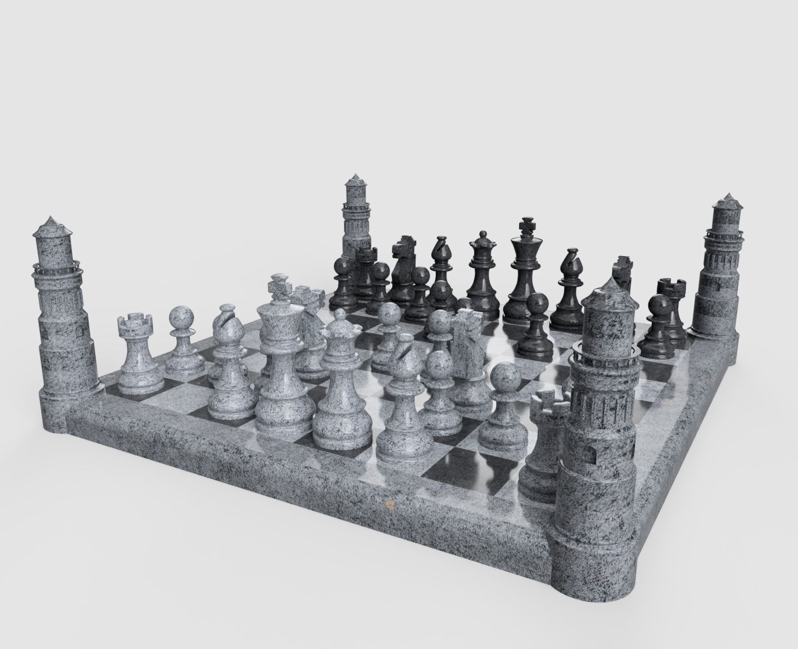 3D model Chess set with towers VR / AR / low-poly | CGTrader
