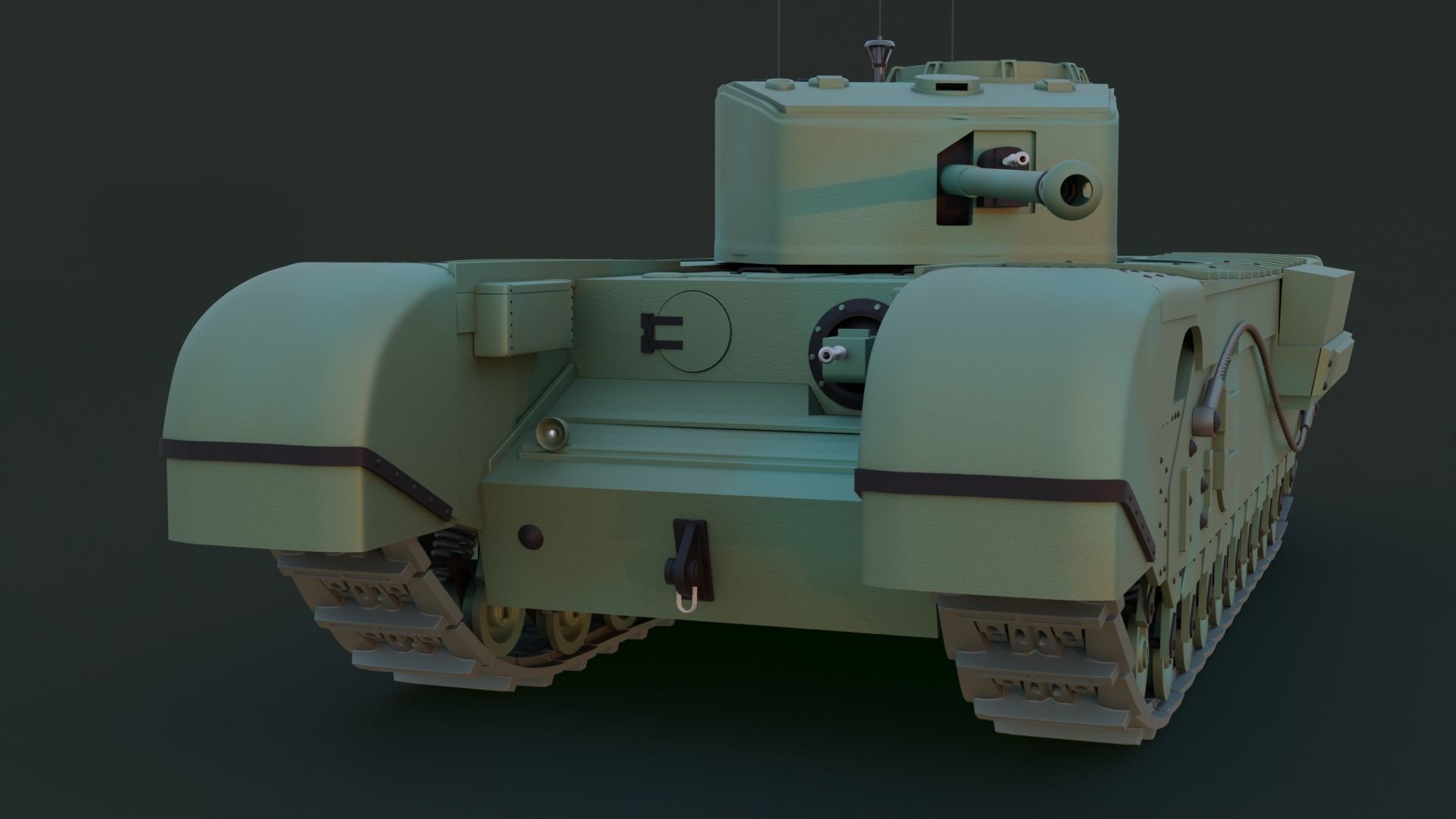 Churchill Tank - WW2 Infantry Support - Blender Rigged 3D model ...