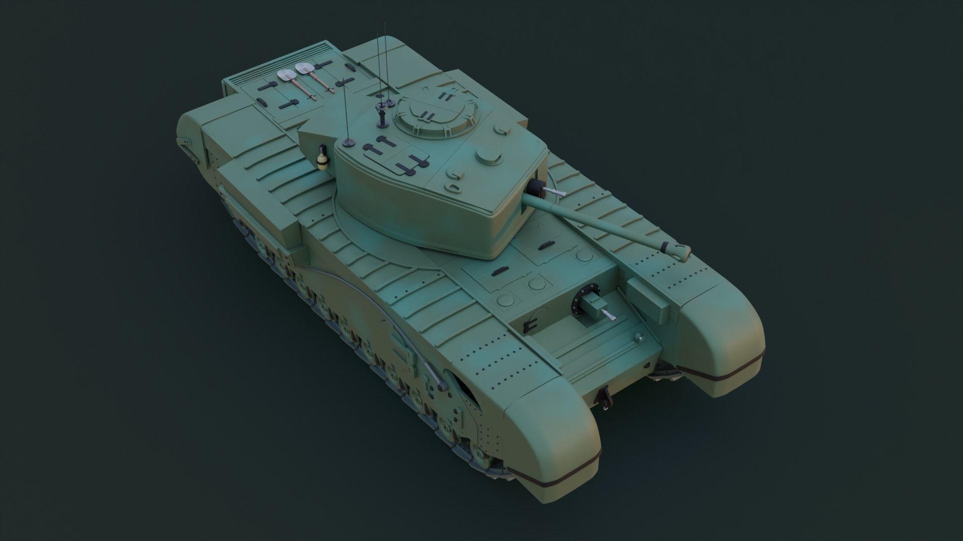 Churchill Tank - WW2 Infantry Support - Blender Rigged 3D model ...