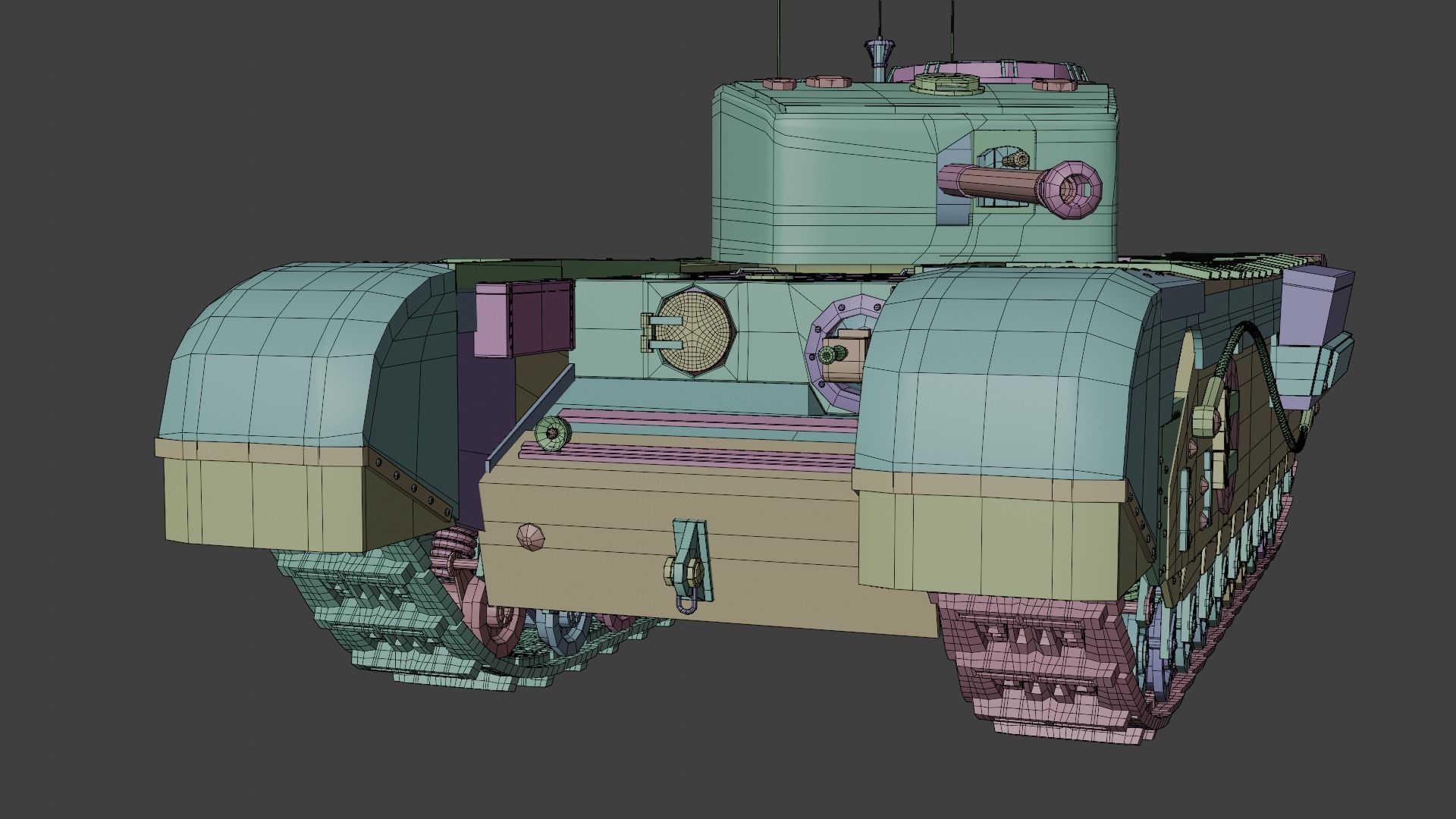 Churchill Tank - WW2 Infantry Support - Blender Rigged 3D model ...