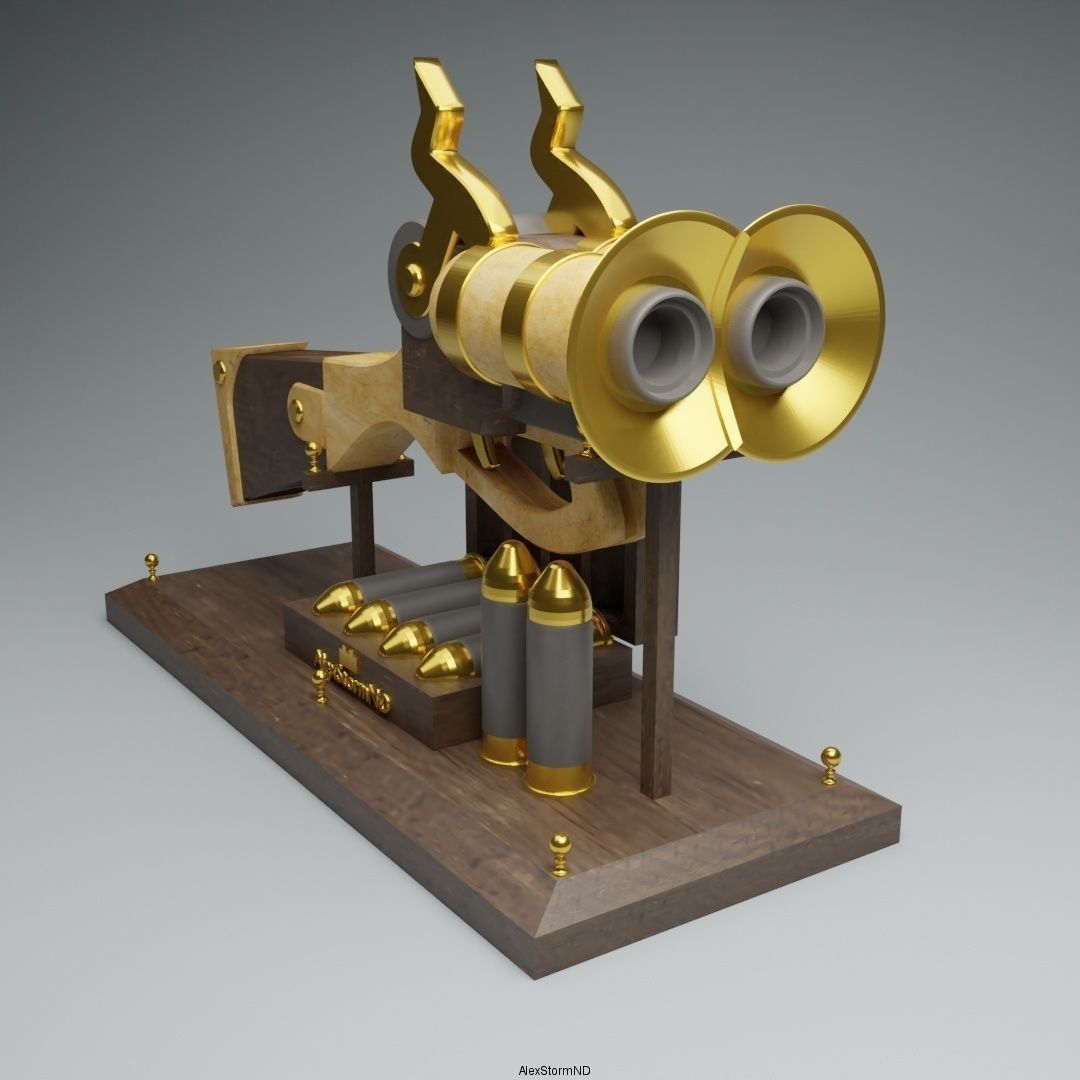Steampunk double-barreled musket 3D model 3D printable | CGTrader
