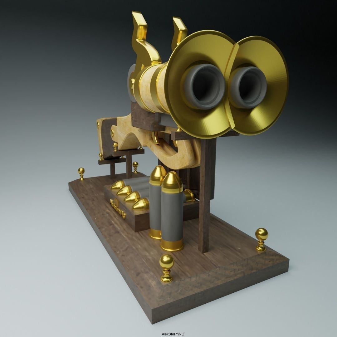 Steampunk double-barreled musket 3D model 3D printable | CGTrader