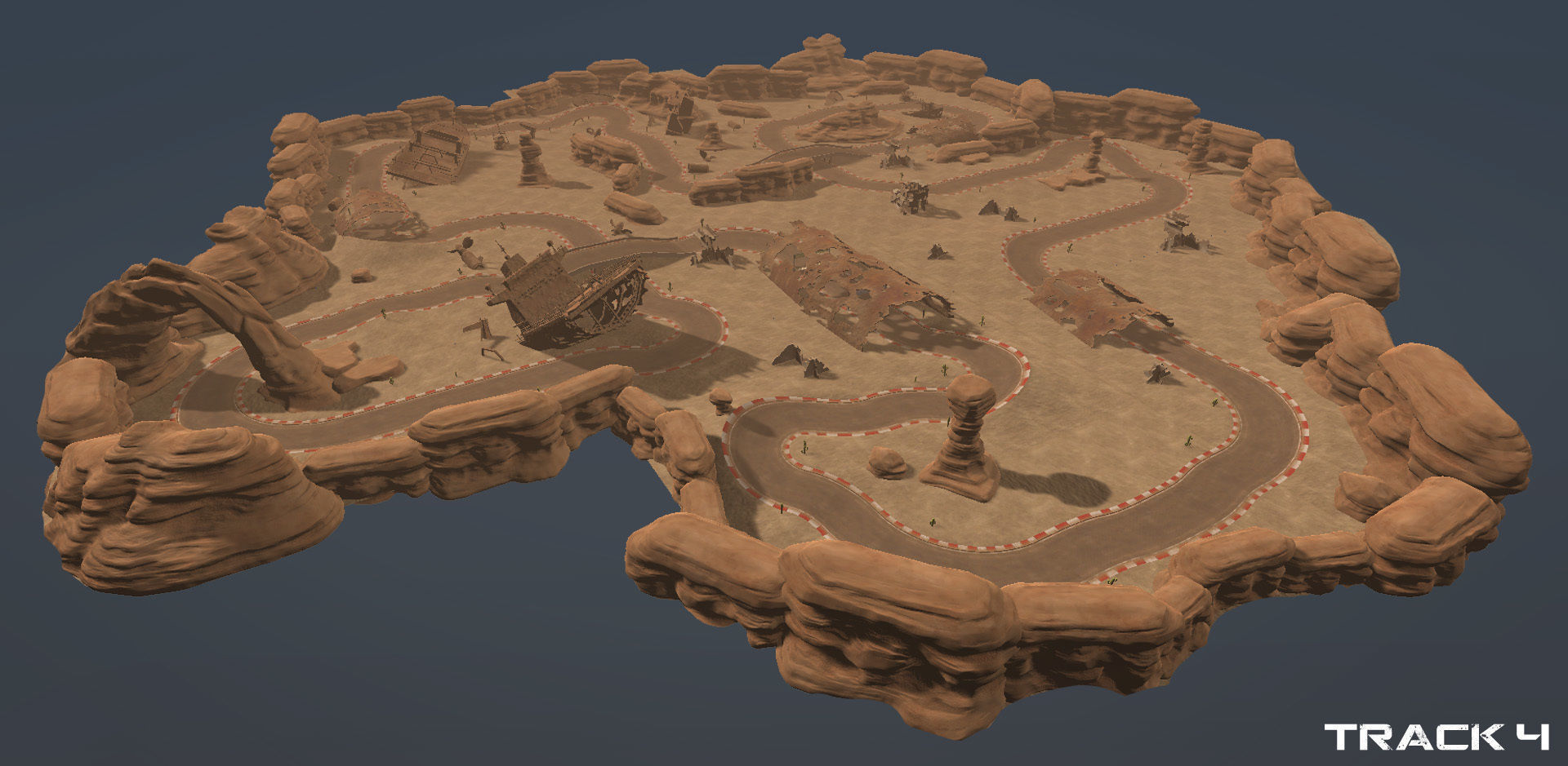 3D model Desert Racing Roads VR / AR / low-poly | CGTrader