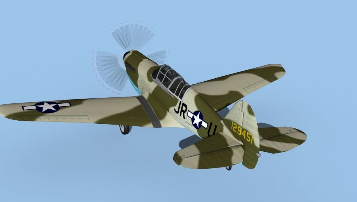 Curtiss P-40N Warhawk V05 USAAF 3D model animated rigged | CGTrader