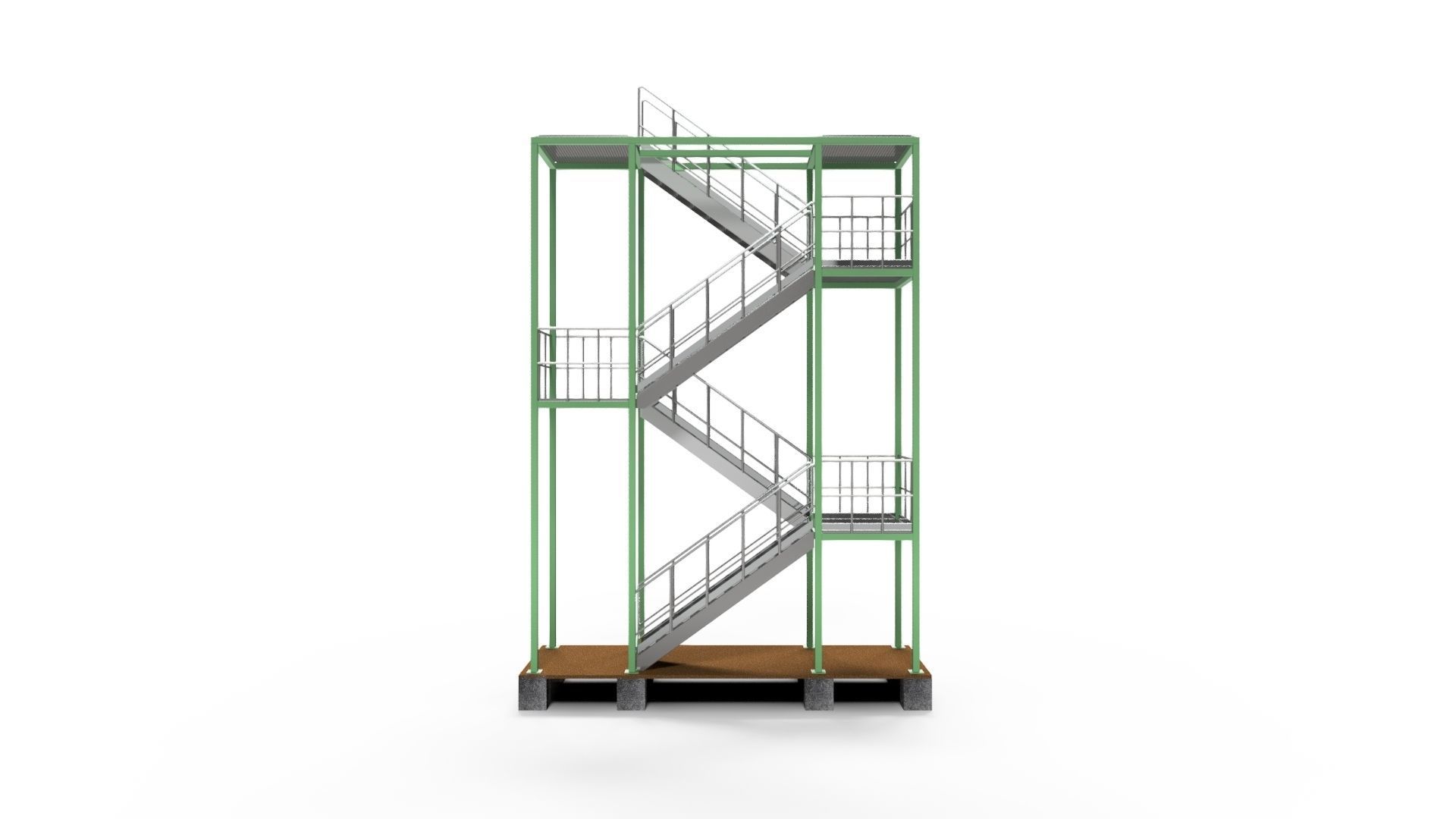 Steel Platform and exit stairs 3D model | CGTrader