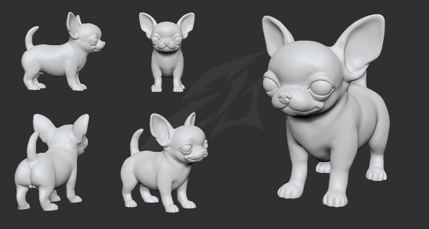 Cute Puppy Chihuahua dog STL and VRML for 3D model 3D printable | CGTrader