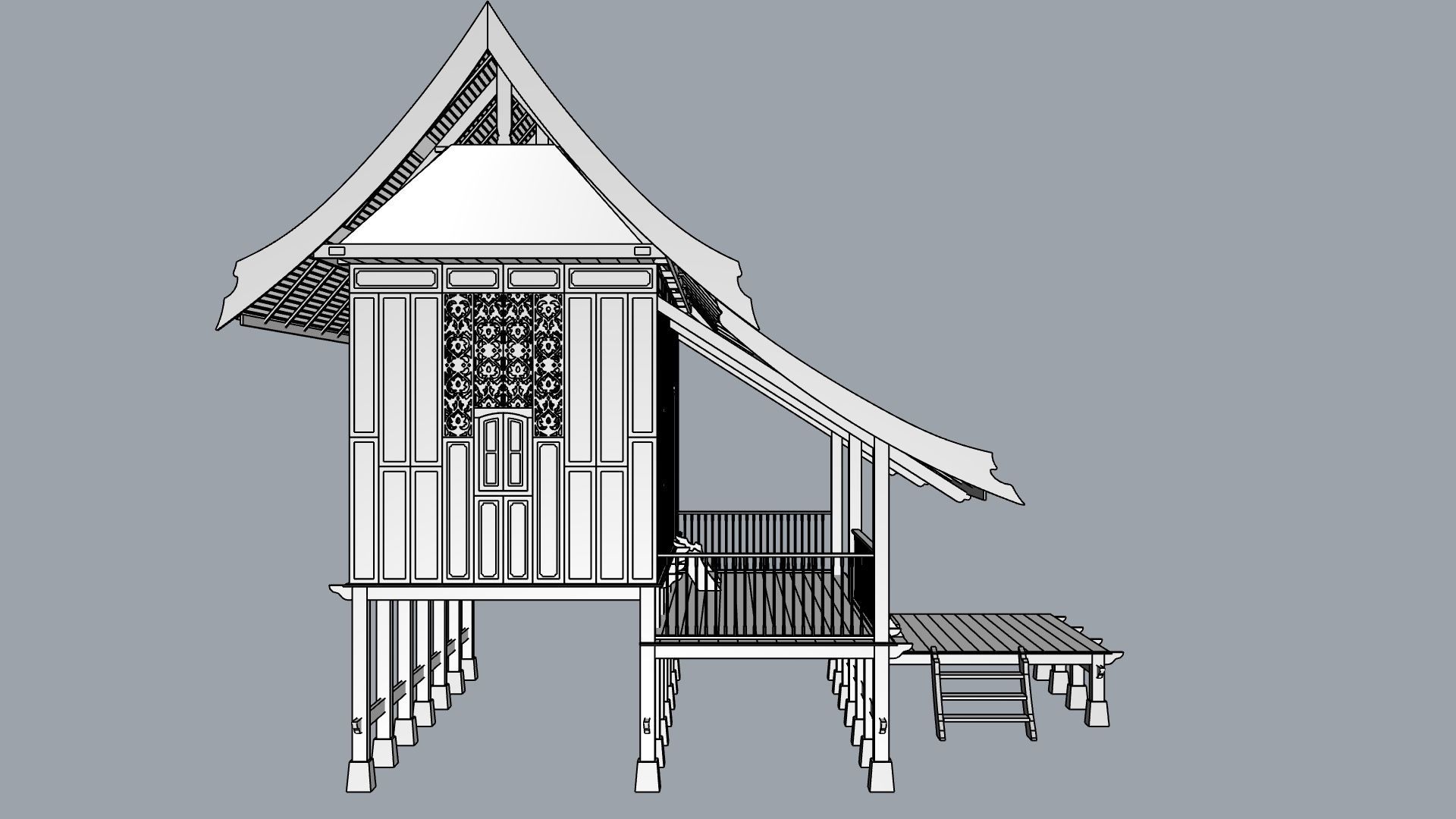 Rumah Bujang Berserambi Selasar 3D model | CGTrader