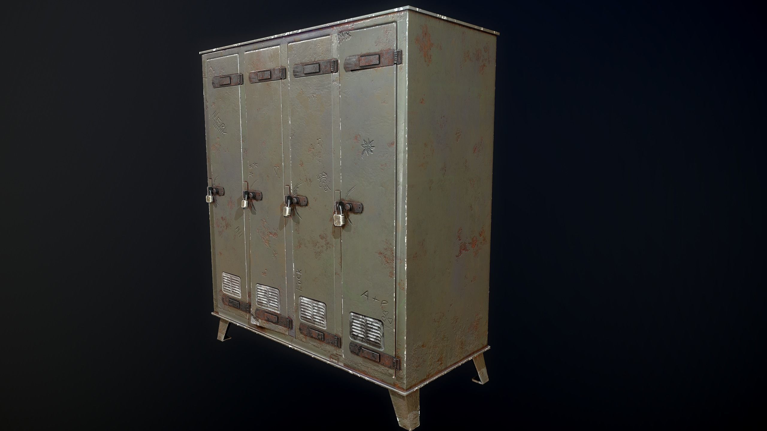 3D model Old Damaged lockers VR / AR / low-poly | CGTrader