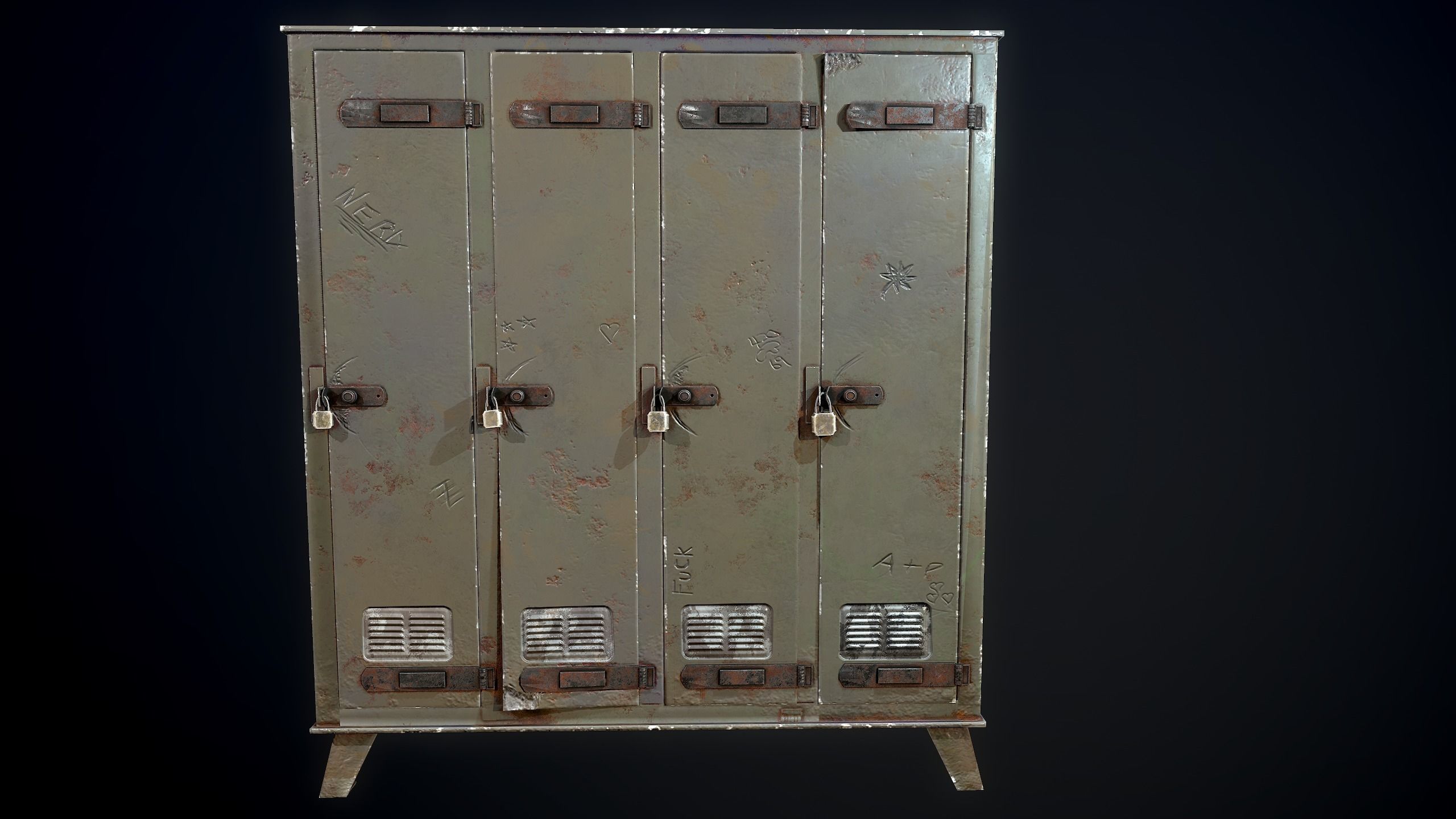 3D model Old Damaged lockers VR / AR / low-poly | CGTrader