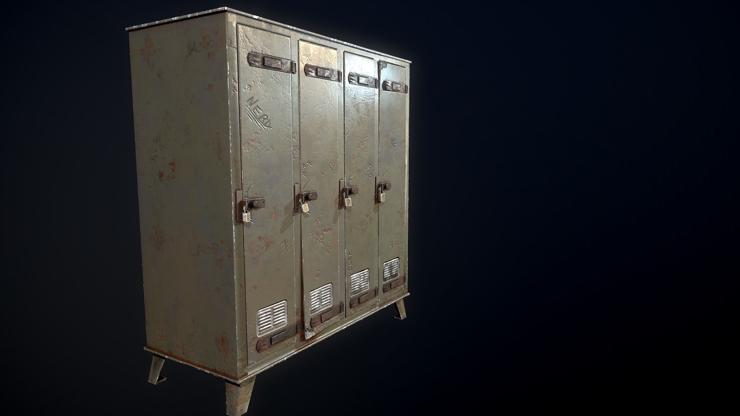 3D model Old Damaged lockers VR / AR / low-poly | CGTrader