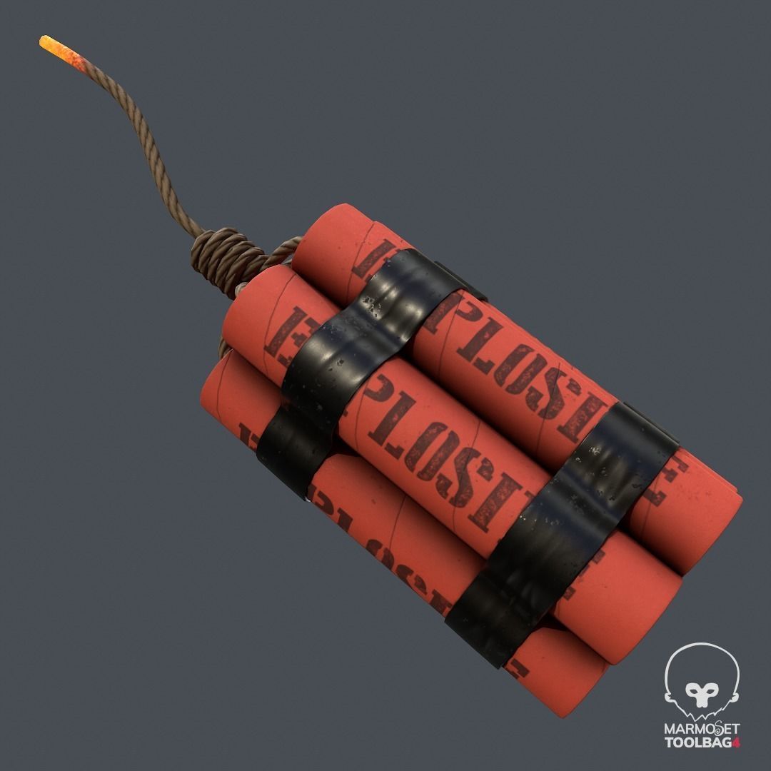 3D model Realistic Lowpoly Dynamite Pbr grenade VR / AR / low-poly ...