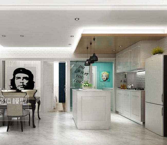 open space kitchen 3D model 3D printable | CGTrader