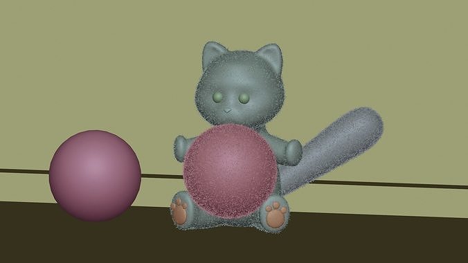 teddy model cat playing with egg 3D model | CGTrader