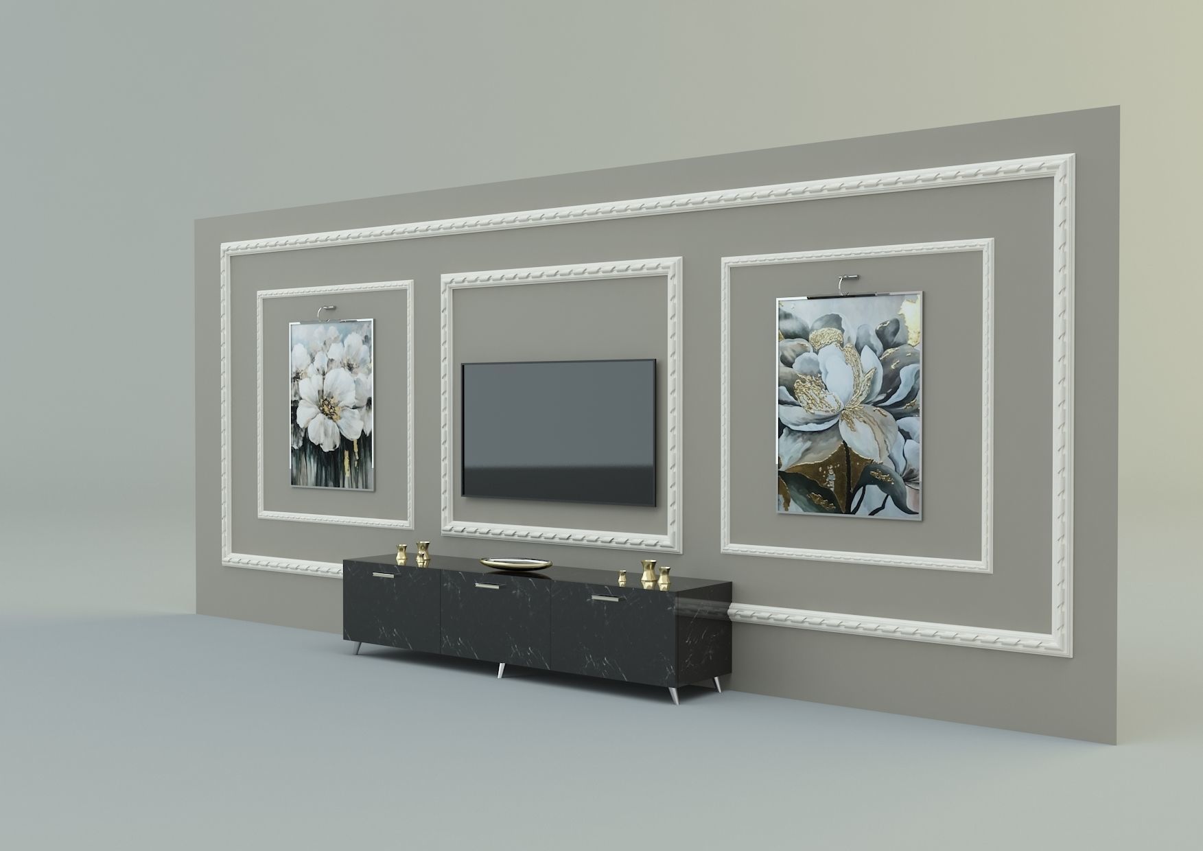 tv unit design model 3D model | CGTrader