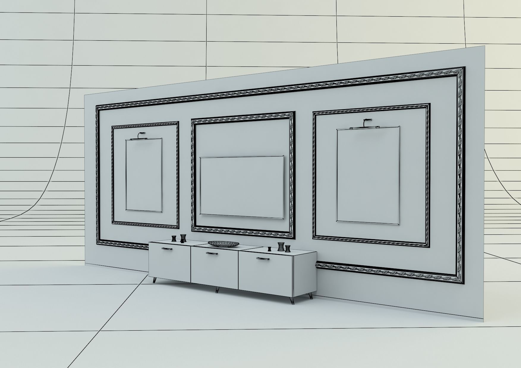 tv unit design model 3D model | CGTrader