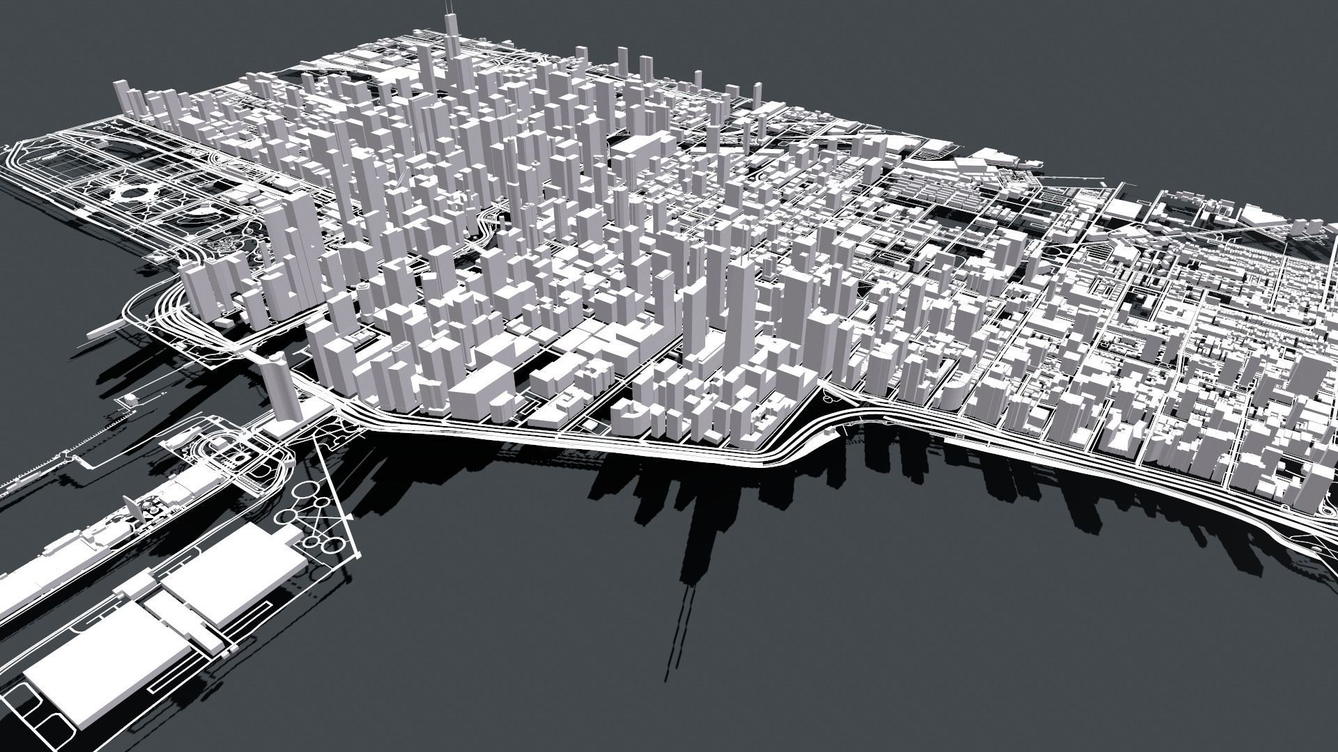 Cityscape Chicago fragment city USA 3D model | CGTrader