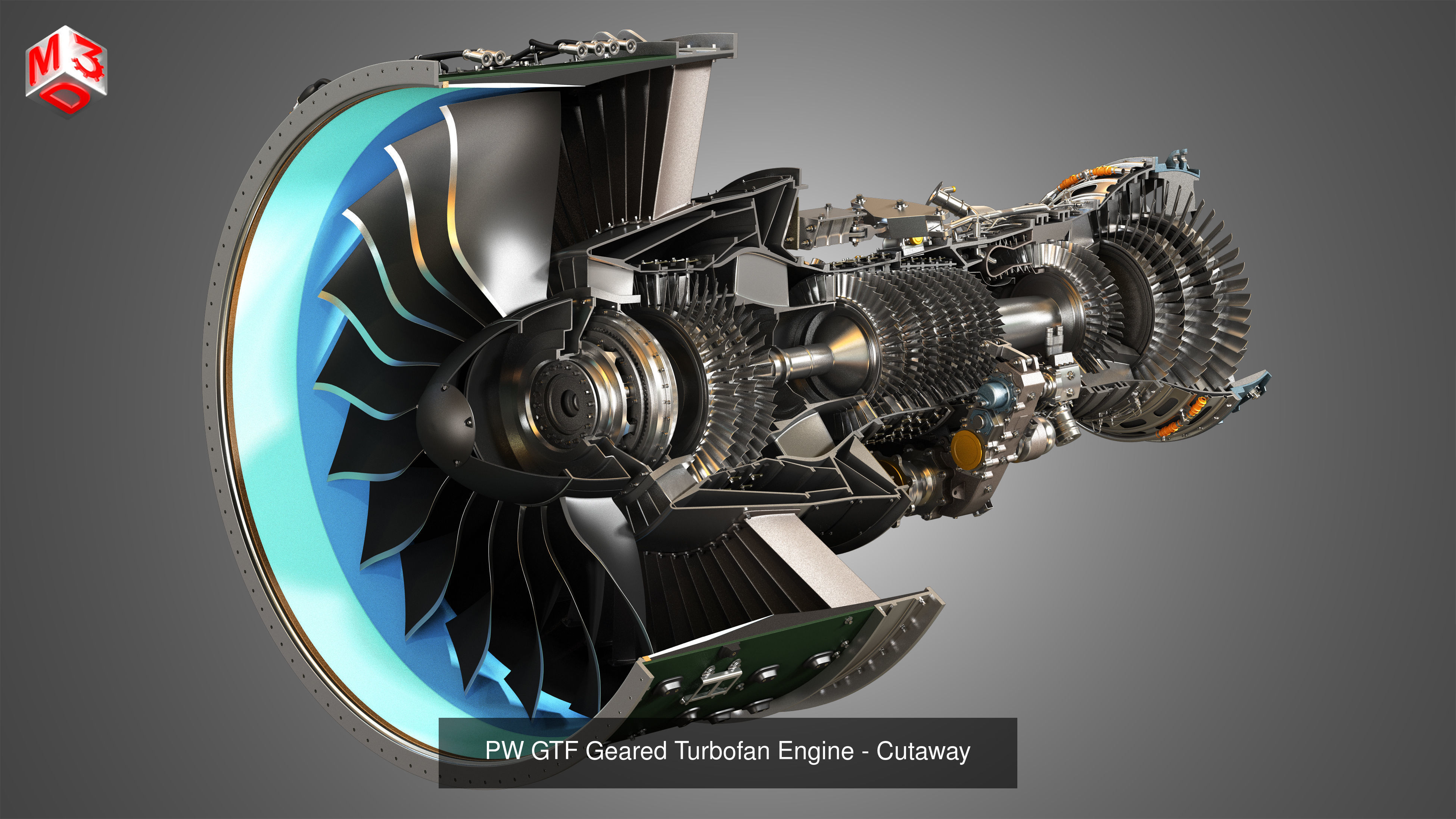PW GTF Geared Turbofan Engine 2 in 1 3D Model Collection | CGTrader