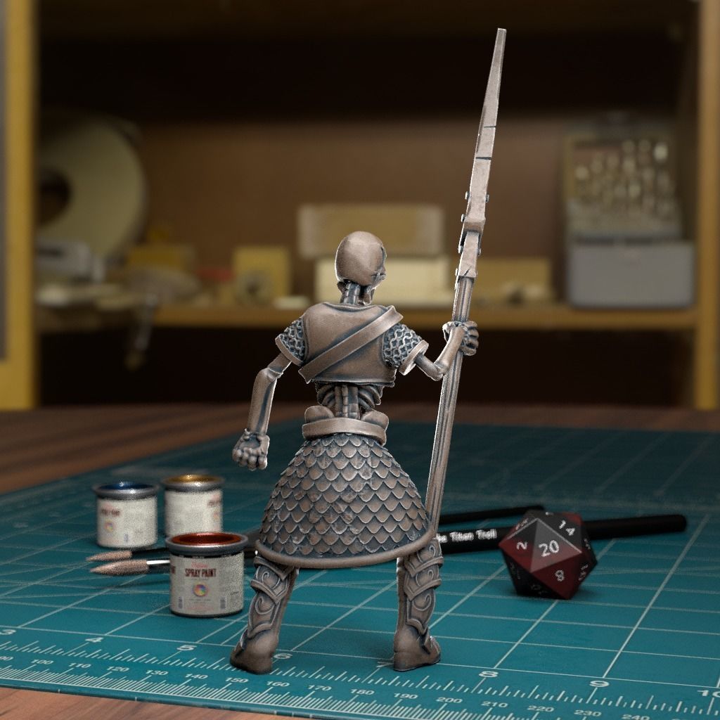 Undead Skeleton 003 - Pre-Supported - DnD - 32mm Fantasy minis 3D model ...