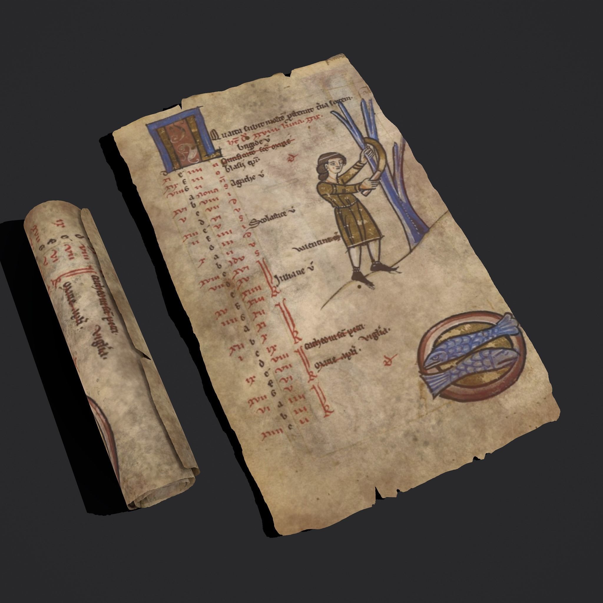 3D Model Collection Medieval Manuscript Scrolls and Pages JAN FEB NOV ...