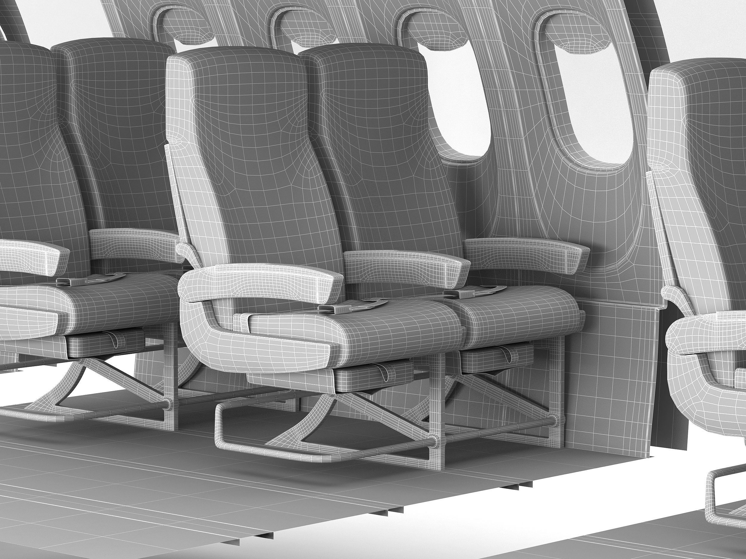 airplane interior chair 3 color 3D model | CGTrader