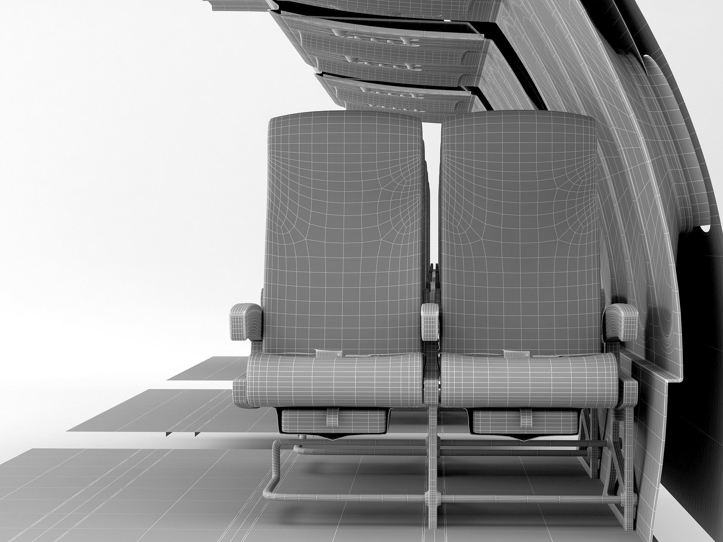 airplane interior chair 3 color 3D model | CGTrader