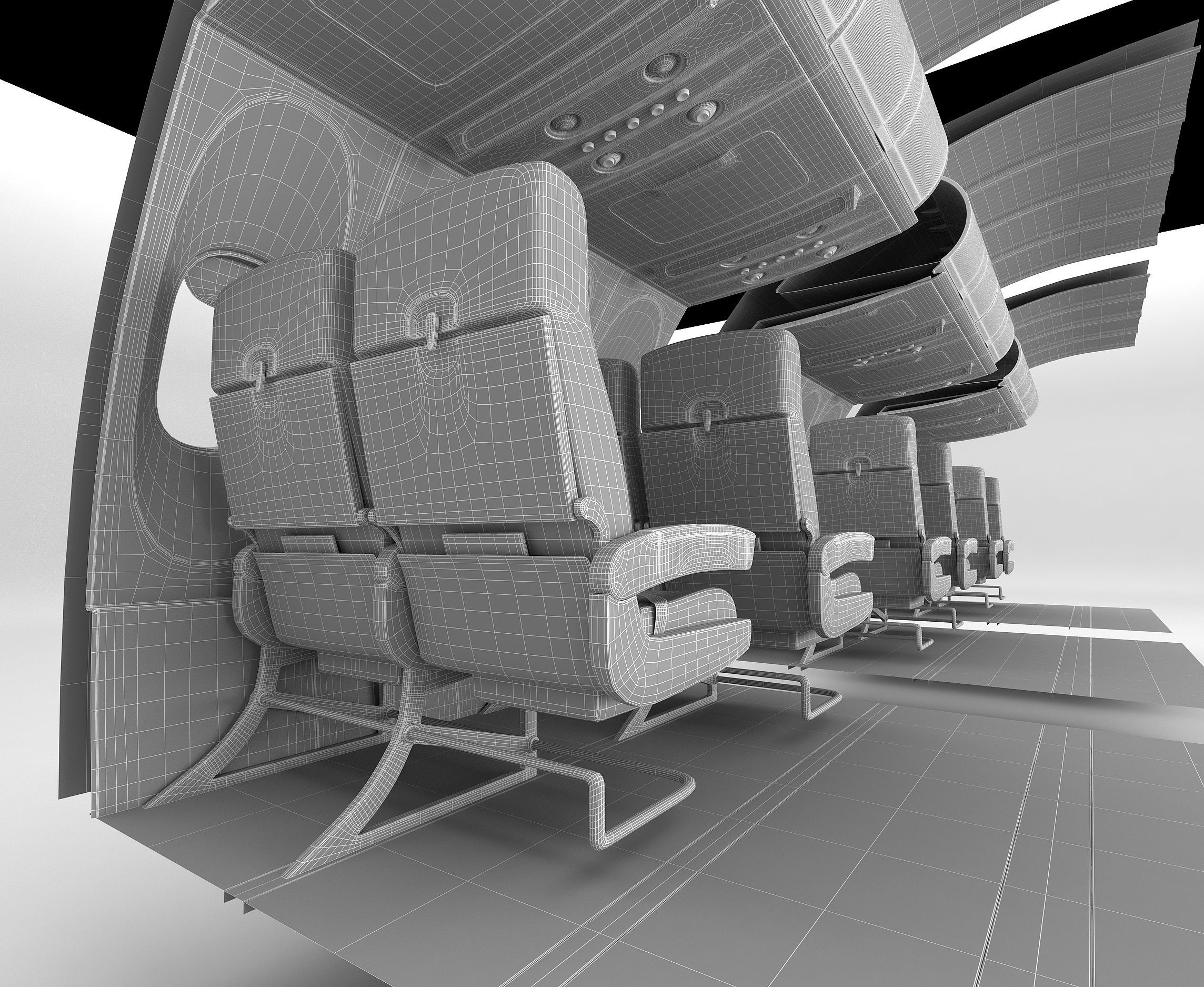 airplane interior chair 3 color 3D model | CGTrader