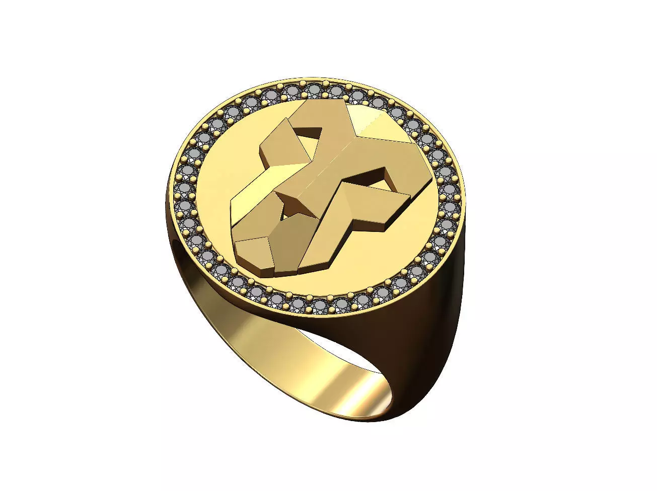 Geometric large 21mm round diamond ring US size 9 3D model 3D printable ...