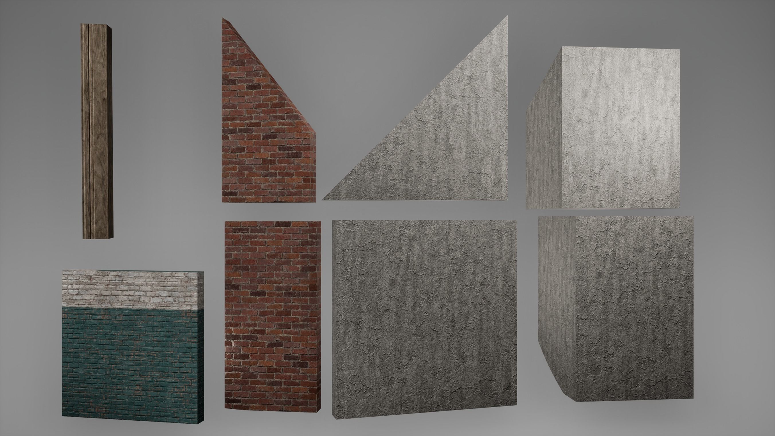 3D model Wall - Window Set Low Poly Game Ready VR / AR / low-poly ...