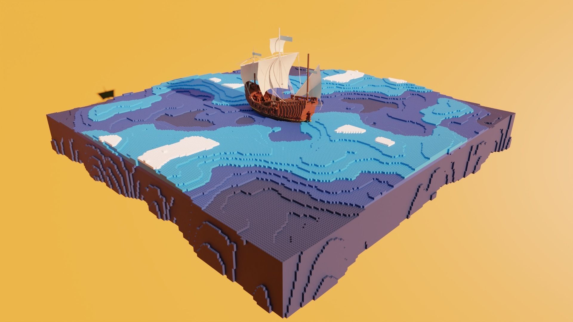 Lego Sea Waves with Ship-Animated 3D model animated | CGTrader
