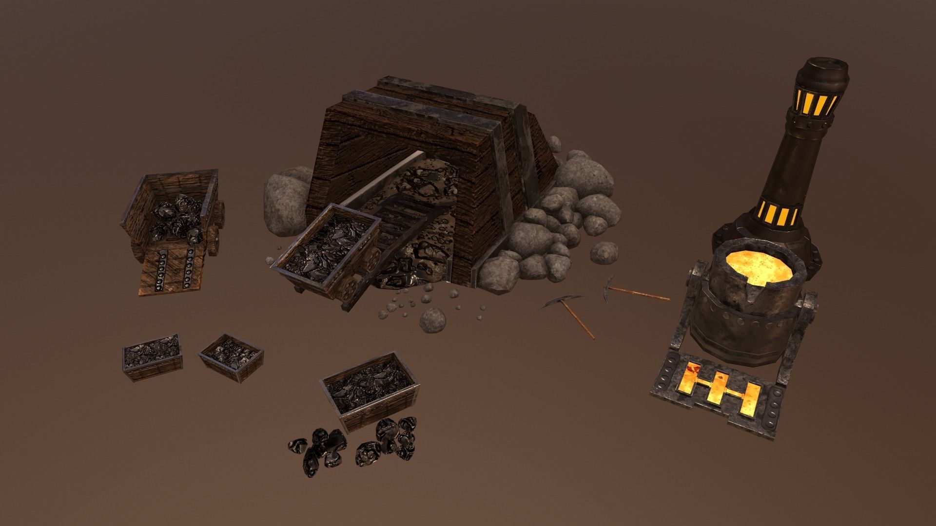 3D model Iron Mine Level 5 VR / AR / low-poly | CGTrader
