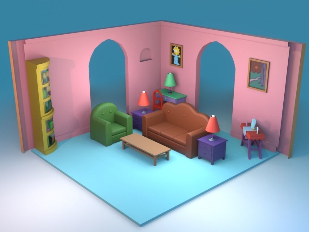 3D model The Simpsons House Living Room 3D VR / AR / low-poly | CGTrader