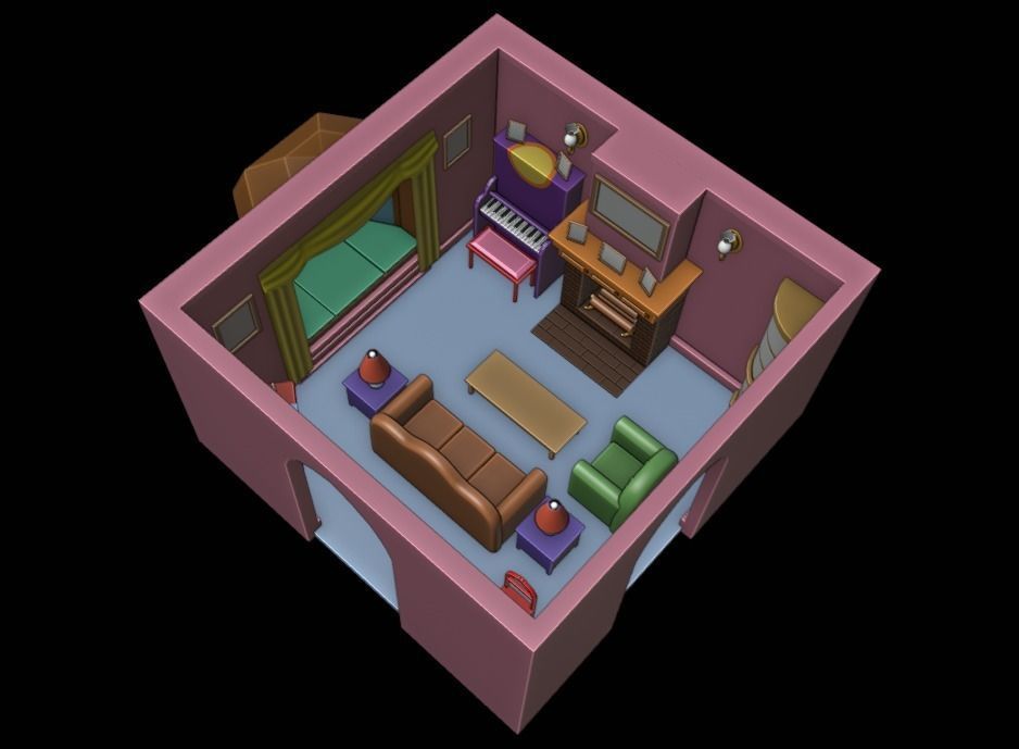 3D model The Simpsons House Living Room 3D VR / AR / low-poly | CGTrader