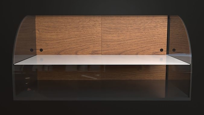 Vitrina wooden shelf with glass top free 3D model | CGTrader