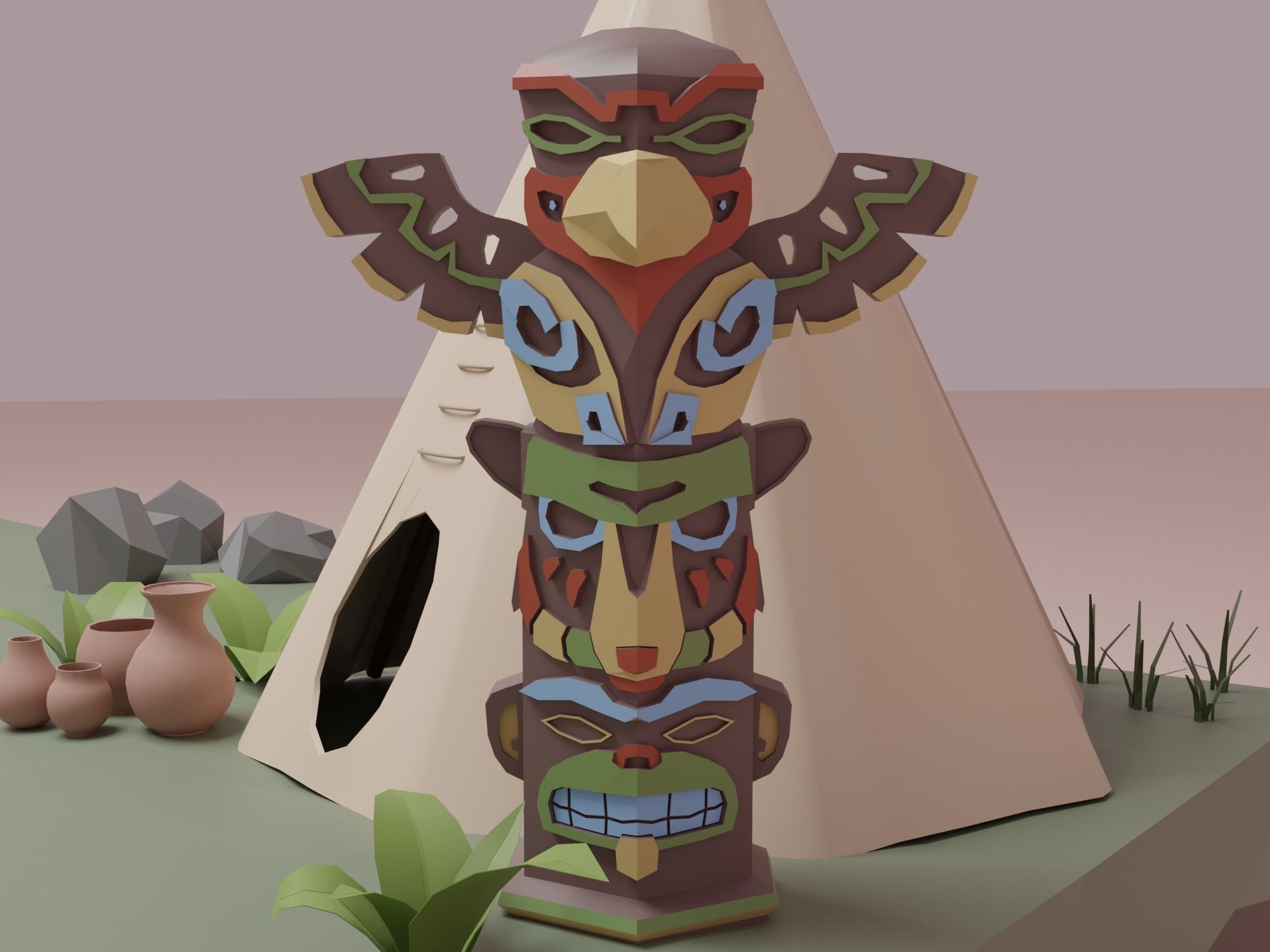 3D model Native American village VR / AR / low-poly | CGTrader